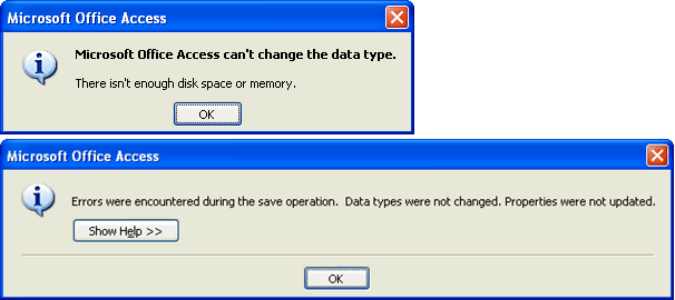 Microsoft Office Access can't change the data type - WinCert