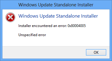 Update Standalone Installer 0x80004005 - WinCert
