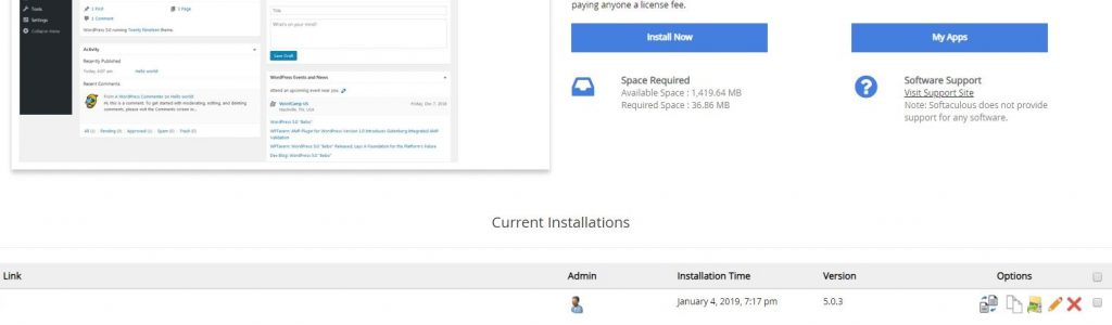 Wordpress error - An installation already exists.. - WinCert