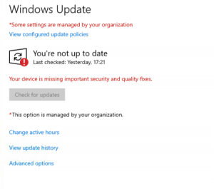 Your device is missing important security and quality fixes - WinCert
