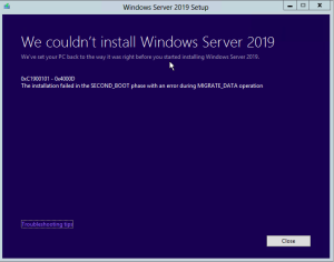 0xC1900101-0x40000D - The installation failed in the Second_Boot phase - WinCert